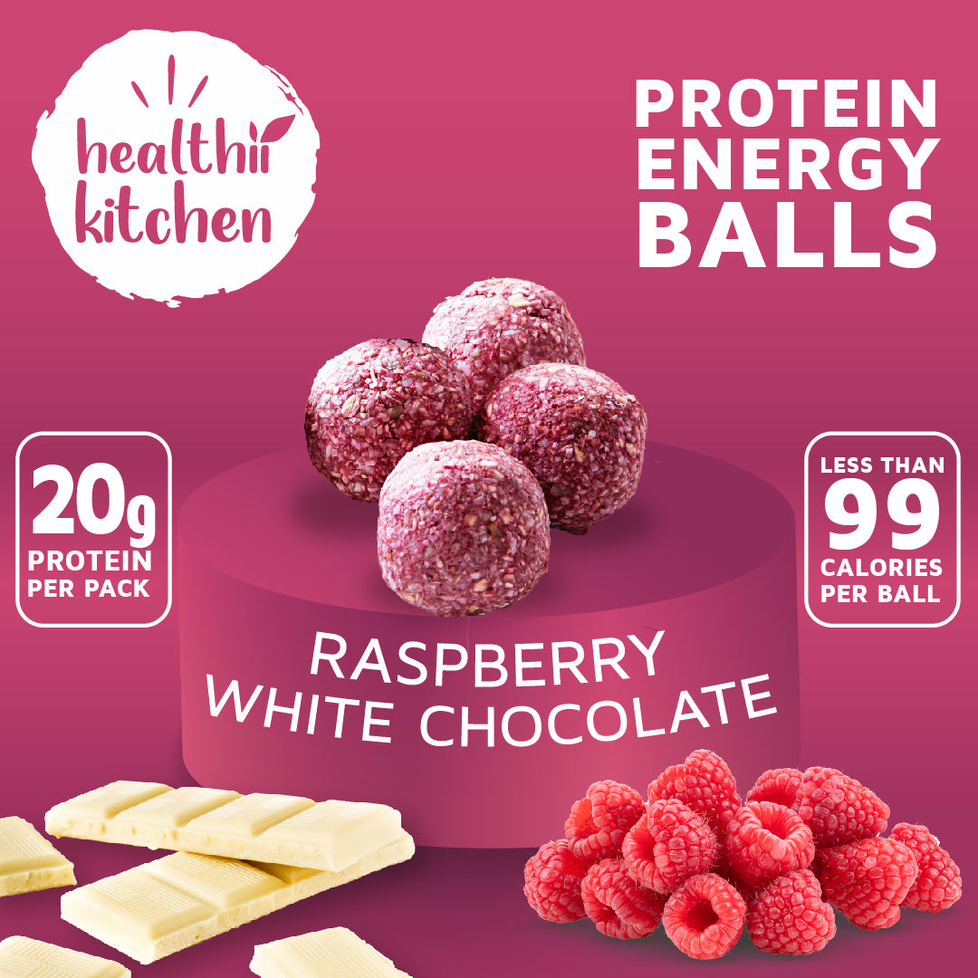 RASPBERRY WHITE CHOCOLATE PROTEIN ENERGY BALLS – Healthii Kitchen